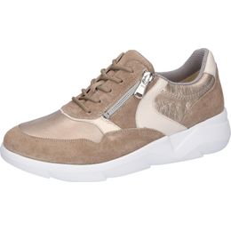 Waldläufer WALDLÄUFER Damen Keilsneaker "K-FUNKY", Gr. 7,5, gold, Nappaleder, Veloursleder, kontrastfarbene Details, Schuhe, Schnürschuh, Halbschuh,