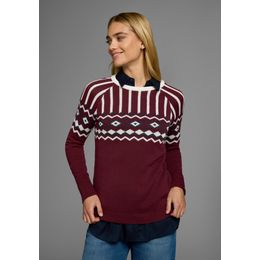AJC Damen Jacquardpullover, bunt, Gr. 36, Feinstrick, Obermaterial: 50% Baumwolle, 50% Polyacryl, Pullover, mit Norwegermuster in verschiedenen