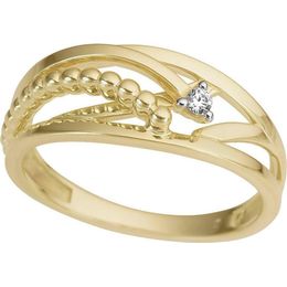 Firetti Damen Fingerring "Schmuck Geschenk Gold 333 Damenring Goldring Fantasie bicolor", 19, 0,04 P2 = erkennbare Einschlüsse, Diamanten Gelbgold