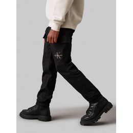 Jungen Sweathose "ESSENTIAL WOVEN CARGO PANTS", schwarz, Gr. 6, Calvin Klein Jeans, Web, Obermaterial: 98% Baumwolle, 2% Elasthan, Hosen, für Kinder