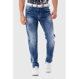 Cipo & Baxx CIPO & BAXX Herren Slim-fit-Jeans "Jeans", blau, Gr. 38, unifarben, 98% Baumwolle;2% Elasthan, Jeans, in Slim-Fit