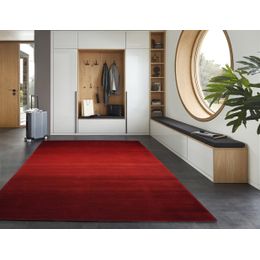 Wollteppich my home, B:60cm H:14mm L:90cm, rot, Wolle, Teppiche, "Violetta", reine Wolle, handgewebt, weiche Haptik