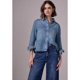 Damen Jeansjacke, blau, Gr. 46, STREET ONE STUDIO, unifarben, Jeans, 100% Baumwolle, Jacken, mit Brusttasche