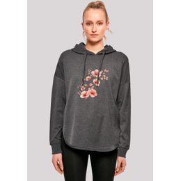 F4NT4STIC Damen Kapuzenpullover "Rosa Blumenzweig 3D", grau, Gr. XS, Obermaterial: 100% Baumwolle, Pullover, Premium Qualit&auml;t