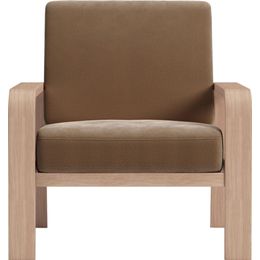 Sit & More Sessel SIT & MORE, B:79cm H:91cm T:93cm, braun, 100% Polyester, Wohnzimmer, Sessel, "Kolding", Armlehnen aus Buchenholz in natur, verschiedene Bezüge