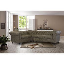 Chesterfield-Sofa Home Affaire, B:264cm H:72cm T:210cm, grau, Luxus-Microfaser Lederoptik (100% Polyester);Kunstleder, Sofas, "Rysum L-Form",