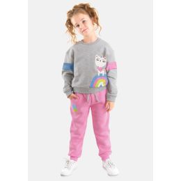 DENOKIDS Jungen Hausanzug "Rainbow Cat", Gr. 110, grau, 50% Baumwolle, 50% Polyester, bedruckt, Basic, Homewear-Sets, mit Katzenaufdruck