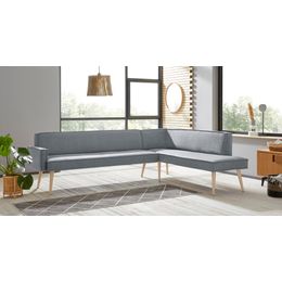 Eckbank, B:198cm H:84cm T:260cm, silber, exxpo - SOFA FASHION, 100% Polyester, Küche, Sitzbänke, "Lungo, moderne Kedernaht, bequem und elegant, hoher