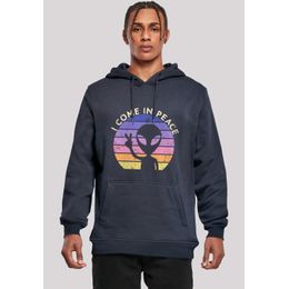 F4NT4STIC Herren Kapuzenpullover "Alien Peace Sunset", blau, Gr. XS, Obermaterial: 65% Baumwolle, 35% Polyester, Pullover, Premium Qualit&auml;t
