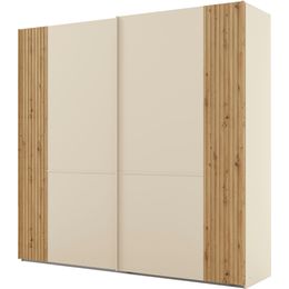 Schwebetürenschrank Musterring, B:246,9cm H:236cm T:67cm, beige, Hartfaserplatte, Holzwerkstoff, Schränke, "Isabelle", Türen mit Lamellenoptik,
