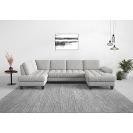Sit & More Wohnlandschaft SIT & MORE, B:338cm H:88cm T:172cm, silber, 90% Polyester 10%Polyamid, Sofas, "Westham U-Form", wahlweise mit Bettfunktion,