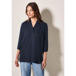 Cecil Damen Longbluse, blau, Gr. M, unifarben, Web, 100% Leinen, Blusen, mit 3/4 Ärmeln