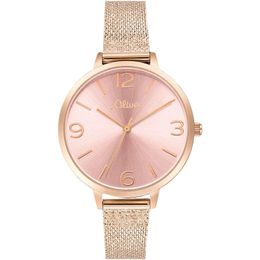 s.Oliver Damen Quarzuhr, rosa, Armbanduhren, Armbanduhr, Damenuhr, analog, Edelstahlarmband