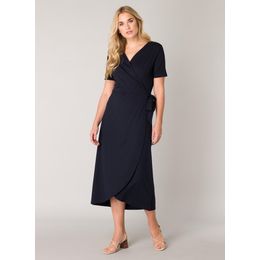 Base Level Damen Wickelkleid "Yvie", blau, Gr. 44, unifarben, Jersey, Obermaterial: 94% Viskose, 6% Elasthan, Kleider, In bequemer, elastischer
