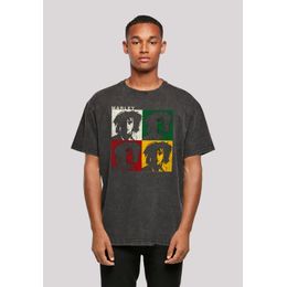 F4NT4STIC Damen T-Shirt "Bob Marley Colour Blocks Two Sleeves Reggae Music", schwarz, Gr. M, Obermaterial: 100% Baumwolle, Shirts, Premium Qualit&auml;t