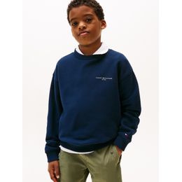 Tommy Hilfiger M&auml;dchen Sweatshirt "MINI CORP C-NECK SWEATSHIRT", blau, Gr. 80, unifarben, Sweatware, Obermaterial: 80% Baumwolle, 20% Polyester,