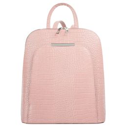 CLUTY Damen Cityrucksack, rosa, Leder, Rindsleder, Rucksäcke, echt Leder, Made in Italy