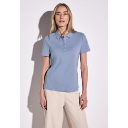 Street One Damen Poloshirt, lila, Gr. 46, unifarben, Web, 97% Baumwolle, 3% Elasthan, Shirts, aus Baumwolle mit Stretchante