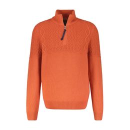 Lerros Herren Troyer, orange, Gr. S, Strukturmuster, Obermaterial: 60% Baumwolle, 40% Polyacryl, Pullover, mit Cable-Strickmuster