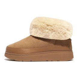 fitflop Damen Winterboots "GEN-FF", Gr. 37, braun, Veloursleder, unifarben, Schuhe, Snowboots, Schlupfboots mit Plateau