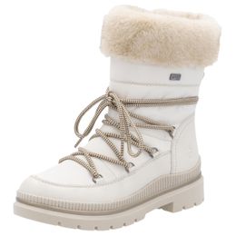 Remonte Damen Winterboots, Gr. 36, beige, Leder, Textil, Schuhe, Blockabsatz, Winterstiefelette mit wasserabweisender TEX-Membran