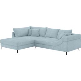 Ecksofa MR. COUCH, B:317cm H:98cm T:228cm, blau, Stripes (92% Polyester / 8% Nylon), Wohnzimmer, Sofas, "Portofino L-Form", 4 Bezugsqualitäten, 13,5