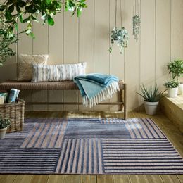 Teppich FLAIR RUGS, B:160cm H:4mm L:230cm, blau, Kunstfaser, Wohnzimmer, Teppiche, "Vigo Blocks", Vigo Blocks Indoor Outdoor-Teppich