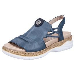 Rieker Damen Sandale, Gr. 42, blau, Lederimitat, Schuhe, Sommerschuh, Sandalette, Schlupfschuh mit seitlichen Gummizügen