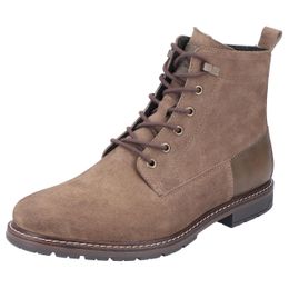 Rieker Damen Schnürstiefelette, Gr. 44, grau, Leder, Schuhe, Blockabsatz, Schnürboots, Businesschuh mit Ziernähten