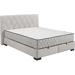 Boxbett, B:185cm L:214cm, beige, ED EXCITING DESIGN, 100% Polyester, Komplettbetten, "Nagol", mit Bettkasten, mit Wendematratze, erh&auml;ltlich in