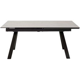 Esstisch MCA furniture, B:180cm H:77cm T:95cm, grau, Keramik / Sicherheitsglas schwarz lackiert / 13 mm, Metall;Gestell: Metall, schwarz matt