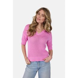 LIEBLINGSST&Uuml;CK LIEBLINGSST&Uuml;CK Damen Strickpullover "PinsaL", rosa, Gr. 36, gemustert, Strick, Obermaterial: 100% Baumwolle, Pullover, mit Polokragen