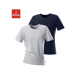 H.I.S. H.I.S Damen T-Shirt, Gr. S, blau, Jersey, Obermaterial: 95% Baumwolle, 5% Elasthan, unifarben, Basic, Shirts, mit Rundhalsausschnitt perfekt als