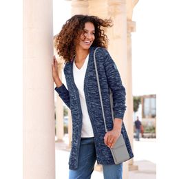 Casual Looks Damen Strickjacke, blau, Gr. 38, meliert, unifarben, 54% Baumwolle, 46% Polyacryl, Strickjacken