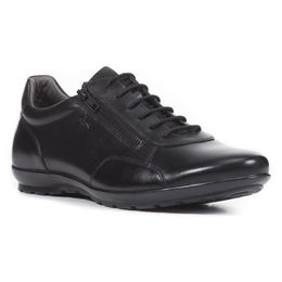 Geox Herren Schnürschuh, Gr. 42, schwarz, Leder, Textil, Schuhe, Business Schuh, Sneaker in eleganter Form