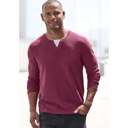 H.I.S. H.I.S Herren Strickpullover, rot, Gr. S, unifarben, Feinstrick, Obermaterial: 60% Baumwolle, 40% Polyester, Pullover, Pullover mit hochwertiger