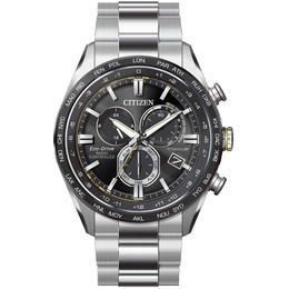 Citizen Herren Funkchronograph, silber, Armbanduhren, Armbanduhr, Herrenuhr, Solar, Titan, Datum, Stoppfunktion