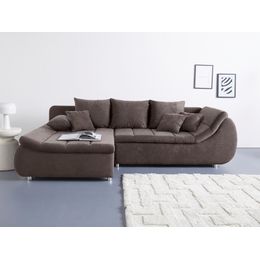 Ecksofa Inosign, B:271cm H:90cm T:104cm, blau, Wohnzimmer, Sofas, "Imola, elegant und modern, aktuelle Steppung im Sitz, bequem, L-Form", frei im