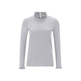 RICHROYAL Damen Langarmshirt "2409 O Slub F LS", grau, Gr. L, Single Jersey, Obermaterial: 100% Baumwolle, Shirts, mit R&uuml;schenkante an Ausschnitt und
