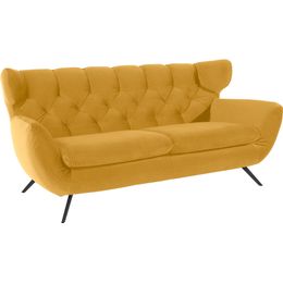 2,5-Sitzer 3C CANDY, B:200cm H:94cm T:95cm, gelb, Samt-Optik (100% Polyester), Sofas, "Beatrice, extravagantes Megasofa, bequem, Küchensofa", mit