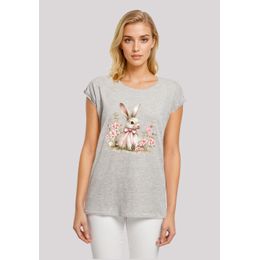 F4NT4STIC Damen T-Shirt "Niedlicher Osterhase mit Blumen", grau, Gr. S, Obermaterial: 100% Baumwolle, Shirts, Premium Qualit&auml;t