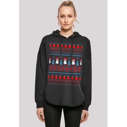 F4NT4STIC Damen Kapuzenpullover "Christmas Pinguin Muster", schwarz, Gr. XS, Obermaterial: 100% Baumwolle, Pullover, Print