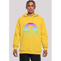 F4NT4STIC Herren Kapuzenpullover "I BELIEVE UFO Alien Raumschiff Retro", gelb, Gr. S, Obermaterial: 65% Baumwolle, 35% Polyester, Pullover, Premium