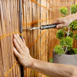 Windhager Sichtschutzzaunmatten, H/L: 180cm x 1,8m, braun, Zaunelemente, naturbelassenes Schilf mit Bambus-Verst&auml;rkung, L: 1,8 m