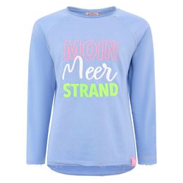 Zwillingsherz Damen Hoodie ""Moin Meer Strand"", blau, Gr. SM, Sweatware, Obermaterial: 50% Baumwolle, 50% Polyester, Sweatshirts, mit Used-Look