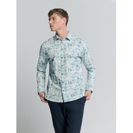 NO EXCESS Herren Langarmhemd "NO EXCESS Stretchhemd mit Print Shirt Stretch Allover Printed", grau, Gr. XXL, 97% Baumwolle, 3% Elasthan, Hemden