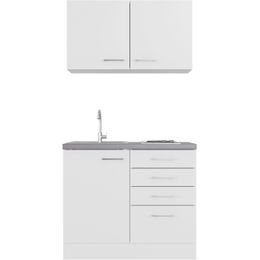 K&uuml;chenzeile Flex-Well, B:100cm H:200cm T:60cm, grau, Komplettk&uuml;chen-Sets, "Kopenhagen", Breite 100 cm, mit Kochfeld und Sp&uuml;le, in weiteren Farben
