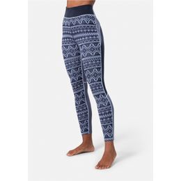 KARI TRAA Kinder Thermohose "MALIA", blau, Gr. M, 50% Lyocell, 50% Wolle, Hosen, mit Wolle und Jacquard-Strick
