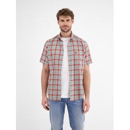 Lerros Herren Karohemd, rot, Gr. XL, kariert, Twill, Obermaterial: 100% Baumwolle, Hemden, mit Logo Stickerei