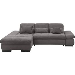 Ecksofa, B:284cm H:80cm T:190cm, grau, SET ONE BY Musterring, 100% Polyester, Wohnzimmer, Sofas, "SO4100 V", mit verstellbaren Kopfteilen, wahlweise